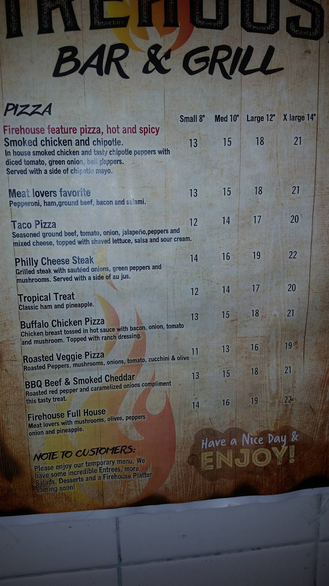 Menu at Langdon Firehouse Bar & Grill, Langdon