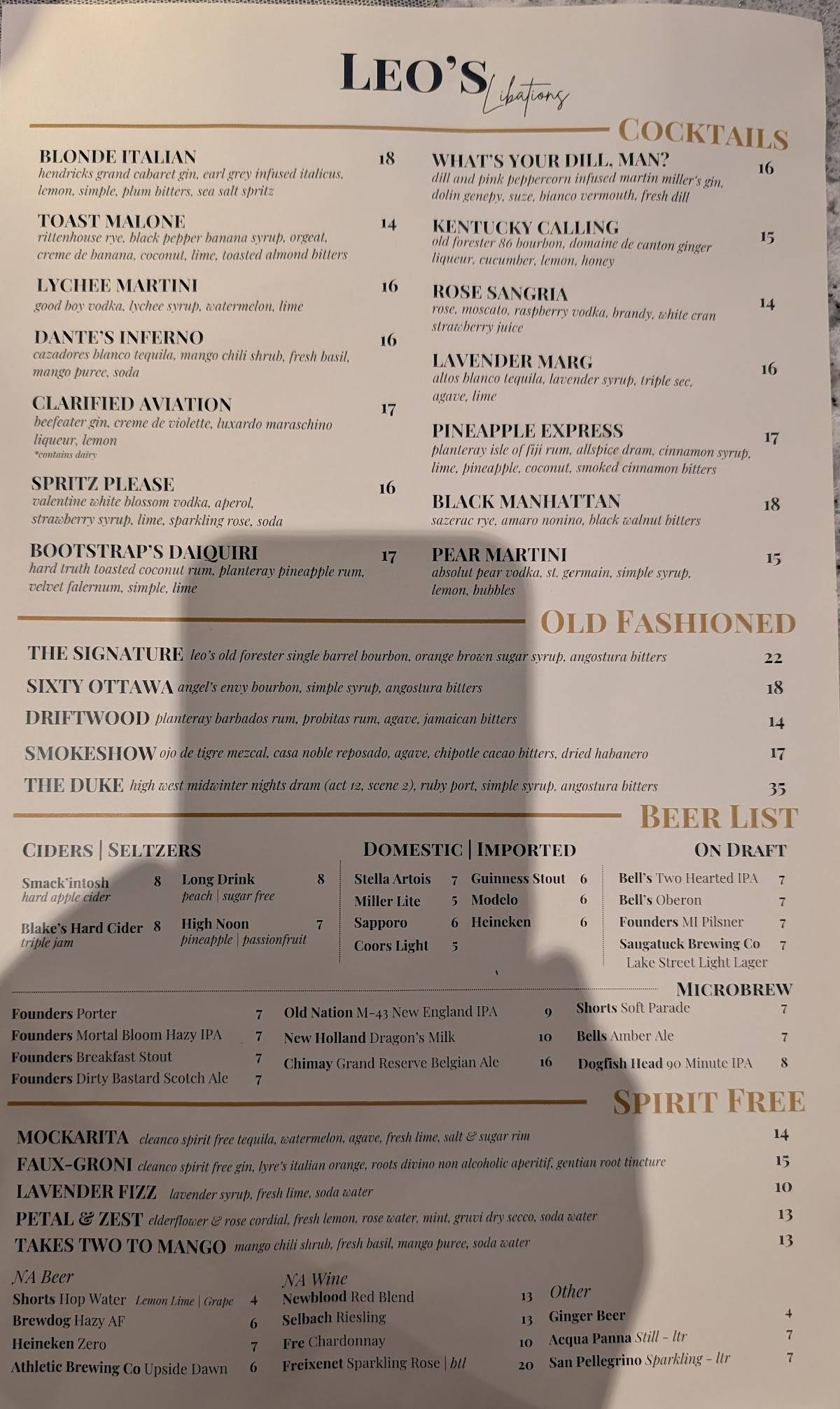 Menu at Leo's Seafood Restaurant & Bar, Grand Rapids