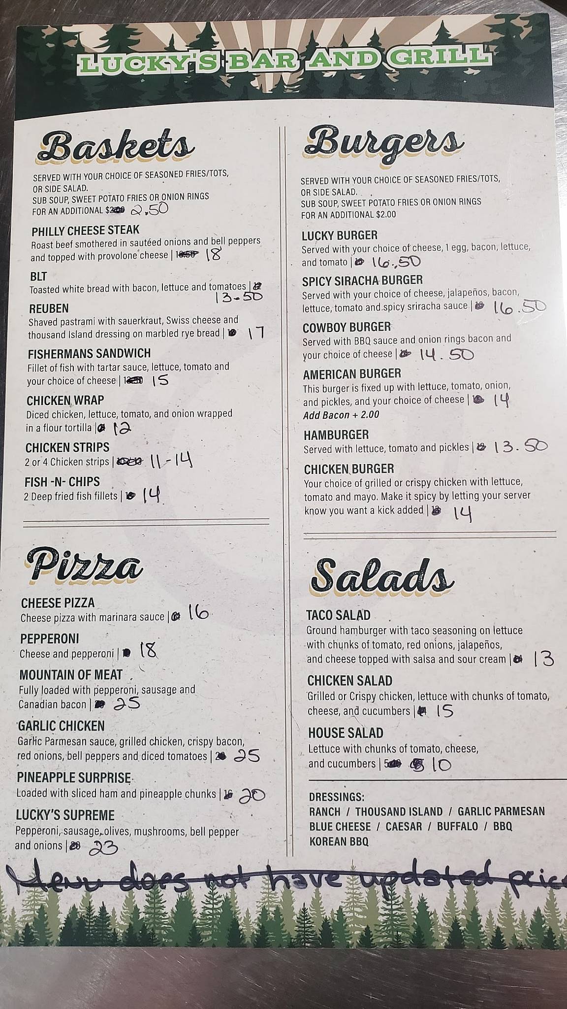 Menu at Lucky's Bar & Grill, Pine Hollow