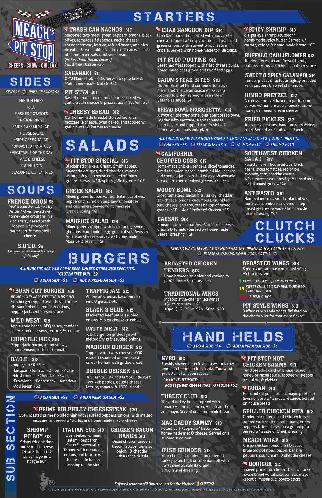 Menu at Meach's Pit Stop pub & bar, Brandon Township
