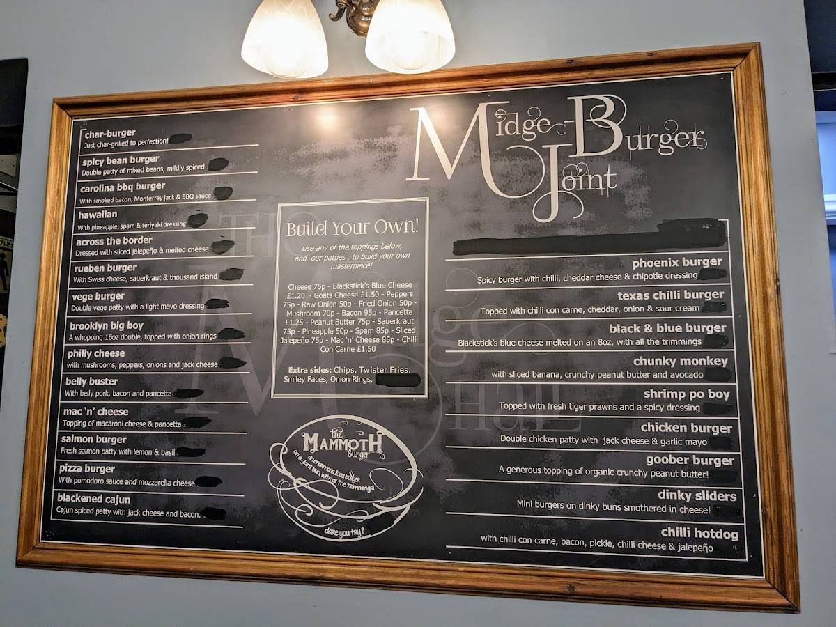 Menu at Midge Hall pub & bar, Leyland