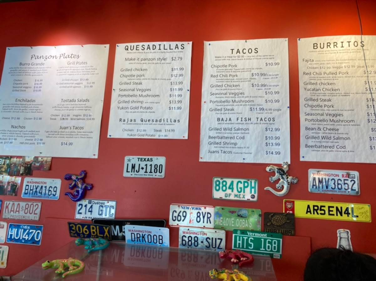 Menu at Ooba Tooba restaurant, Redmond, NE 83rd St