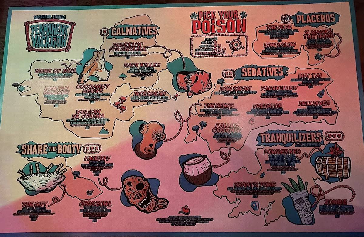 Menu at Permanent Vacation pub & bar, Maitland