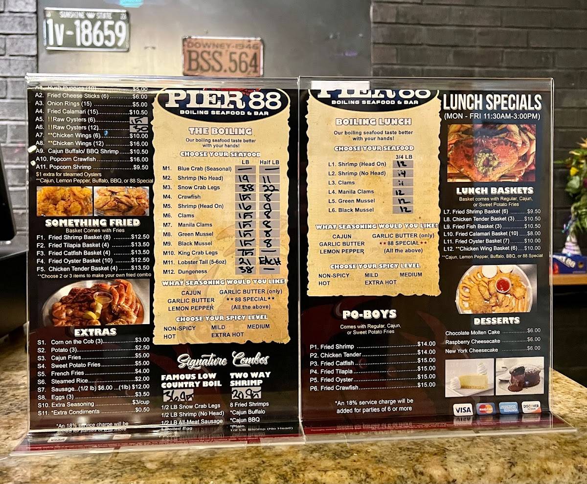 Menu at Pier 88 Boiling Seafood & Bar Tukwila, Tukwila