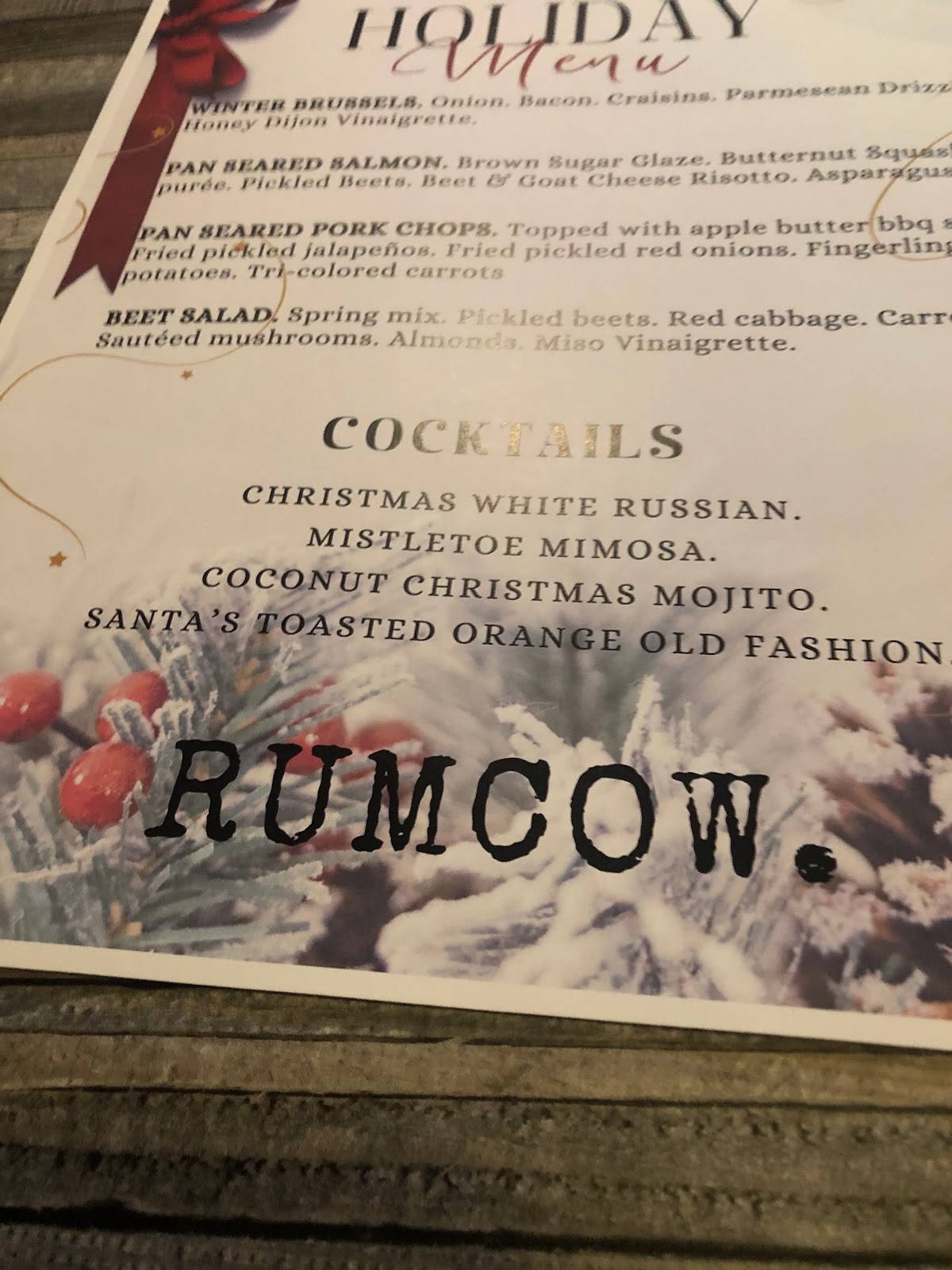 Menu at RUMCOW. pub & bar, Wilmington