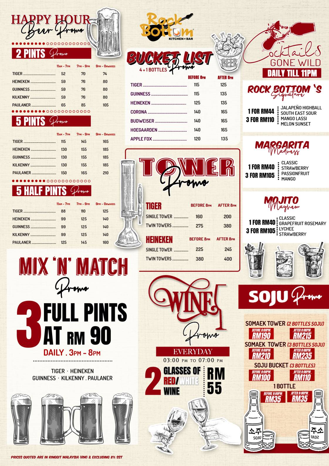 Menu at Rock Bottom Johor pub & bar, Johor Bahru, LG-13