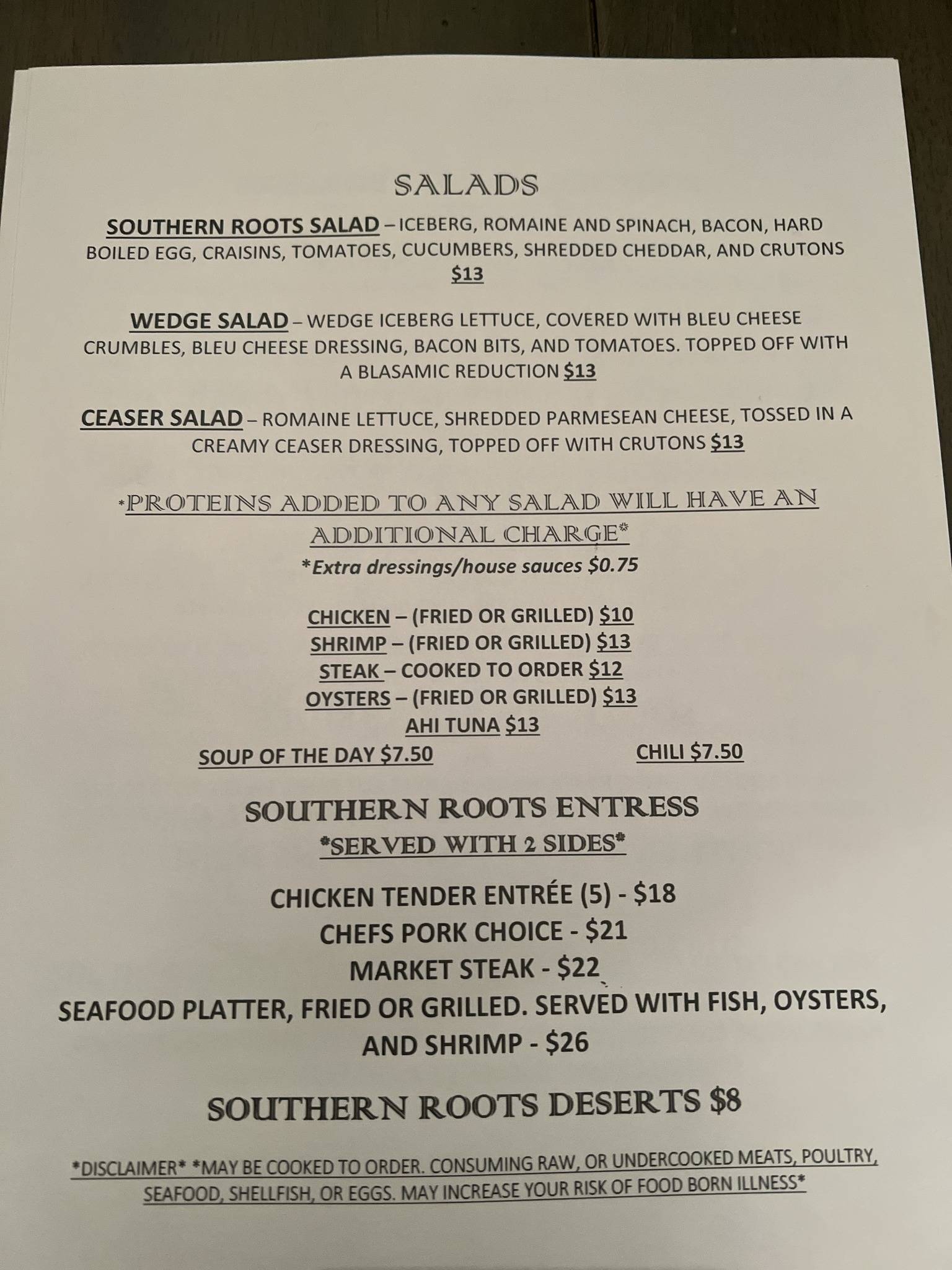 Menu at Southern Roots Bar & Grille, Monroe
