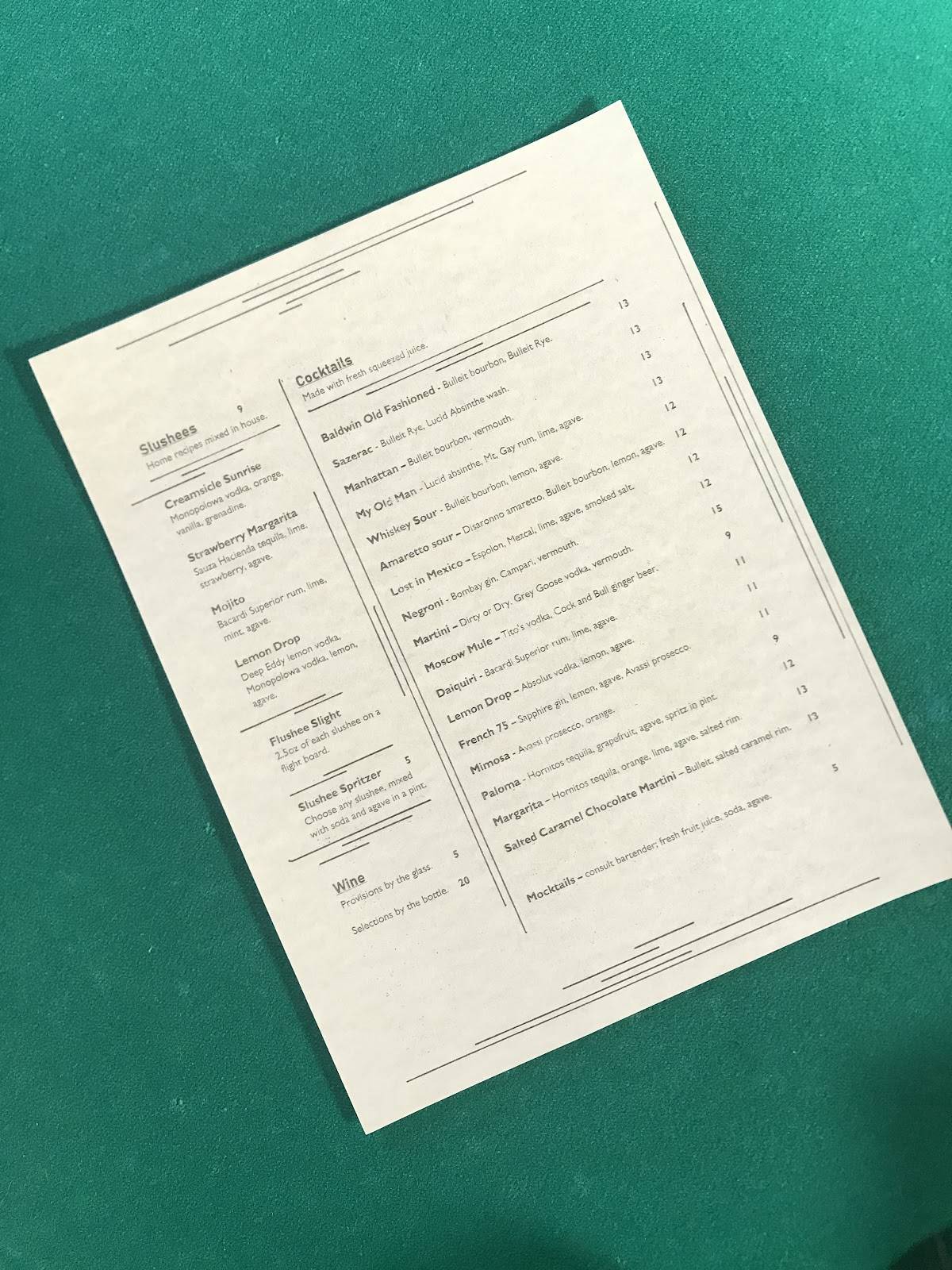 Menu at The Baldwin Saloon pub & bar, The Dalles