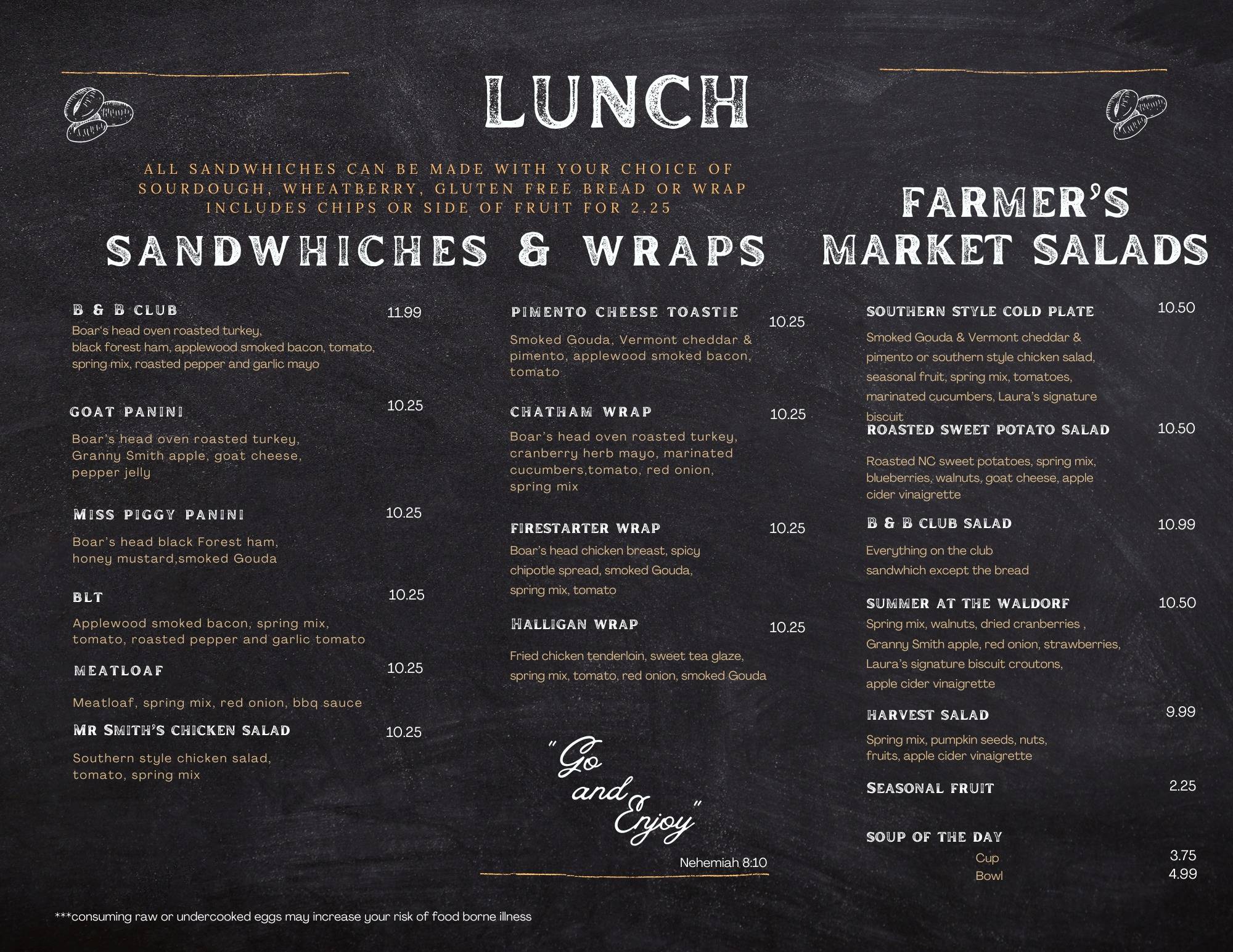 Menu at The Biscuit & The Bean Cafe, Winterville