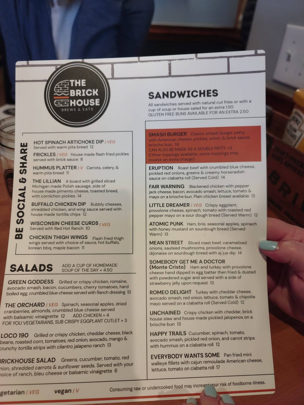 Menu at The Brick House restaurant, Benton Harbor