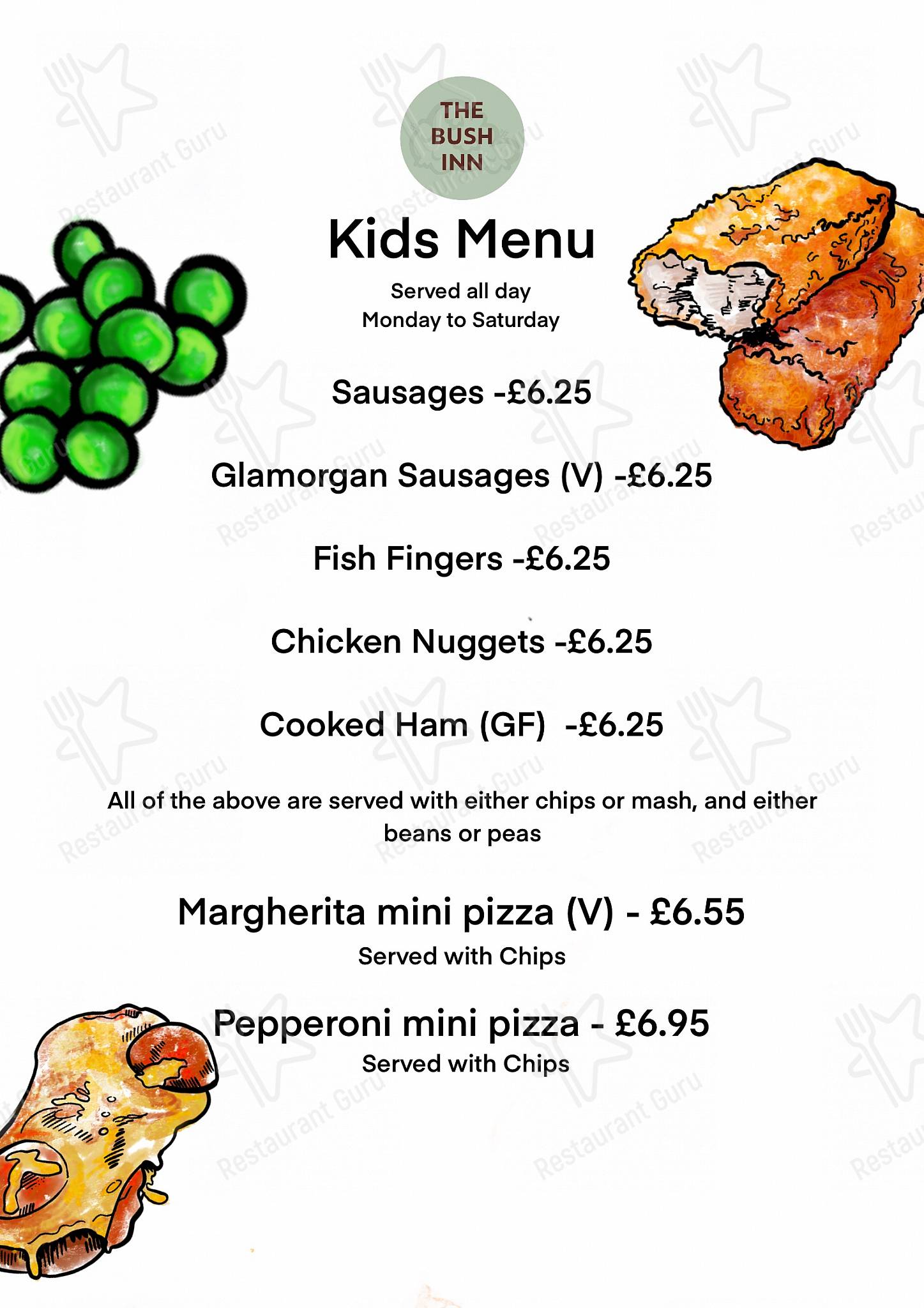 Menu at The Bush Inn pub & bar, Robeston Wathen, B4314