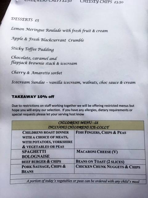 Menu at The Chequers Inn pub & bar, Laddingford