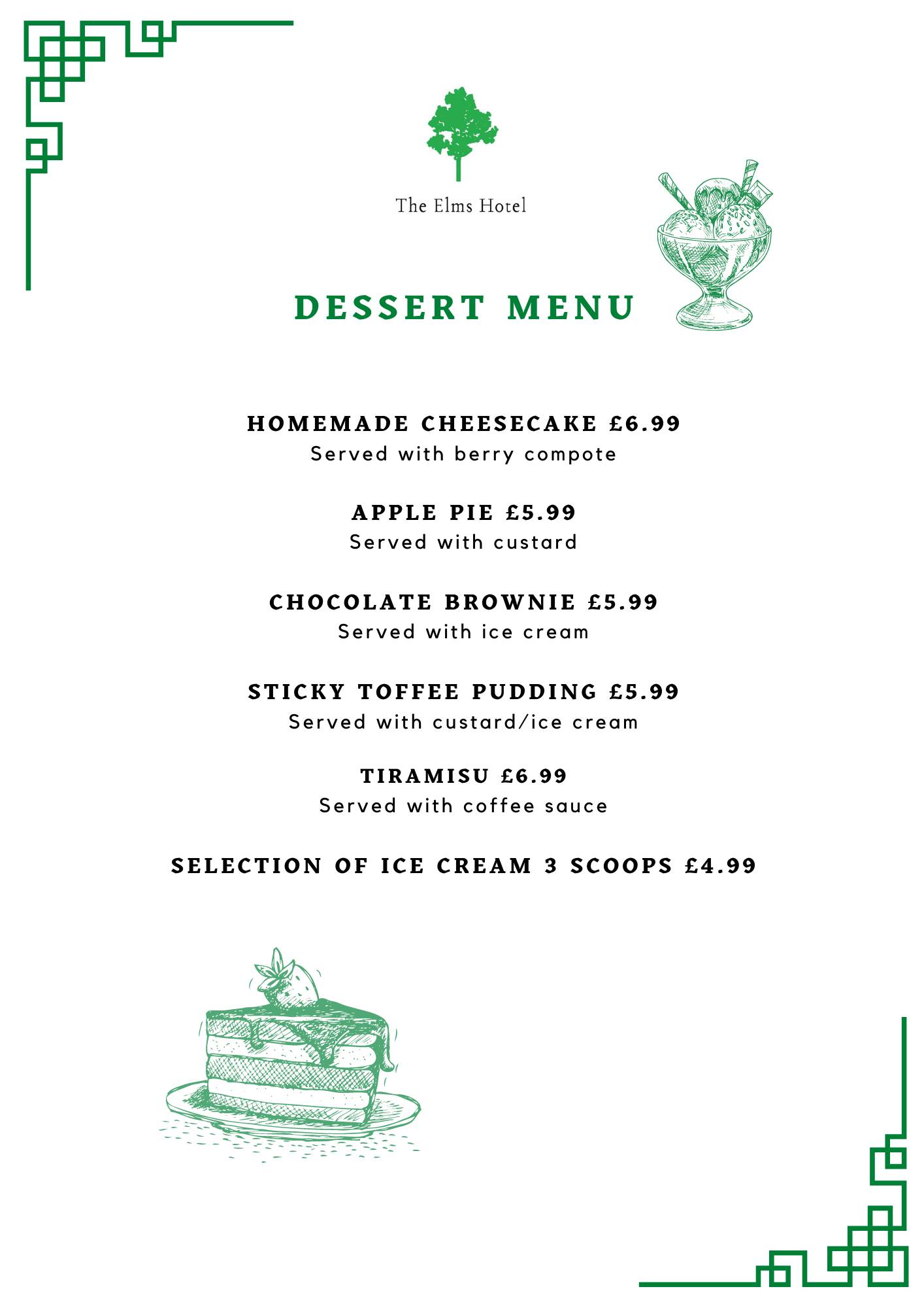 Menu at The Elms Hotel pub & bar, Retford