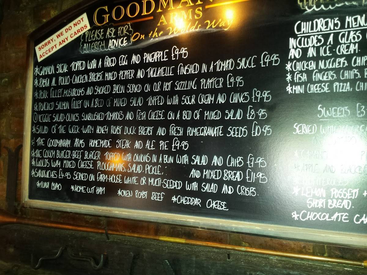 Menu at The Goodmanham Arms pub & bar, Goodmanham, Main St