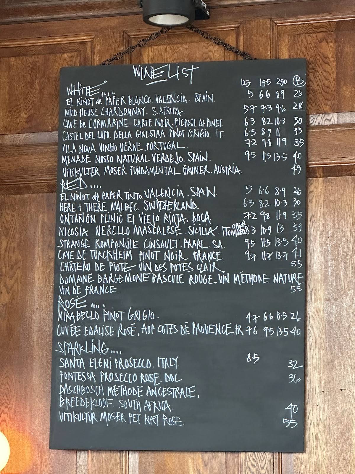 Menu at The Old Blue Last pub & bar, London