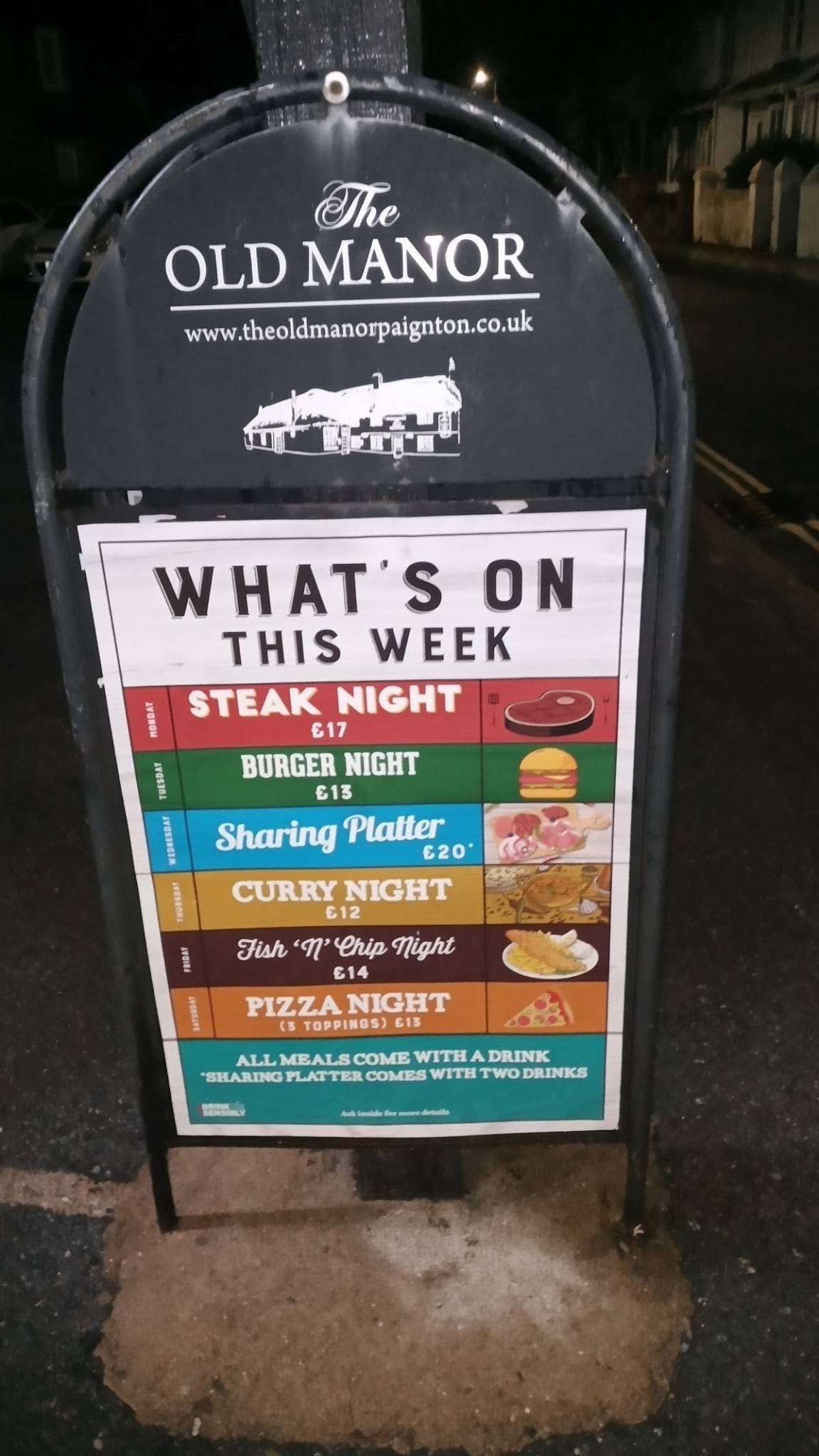 Menu at The Old Manor pub & bar, Paignton