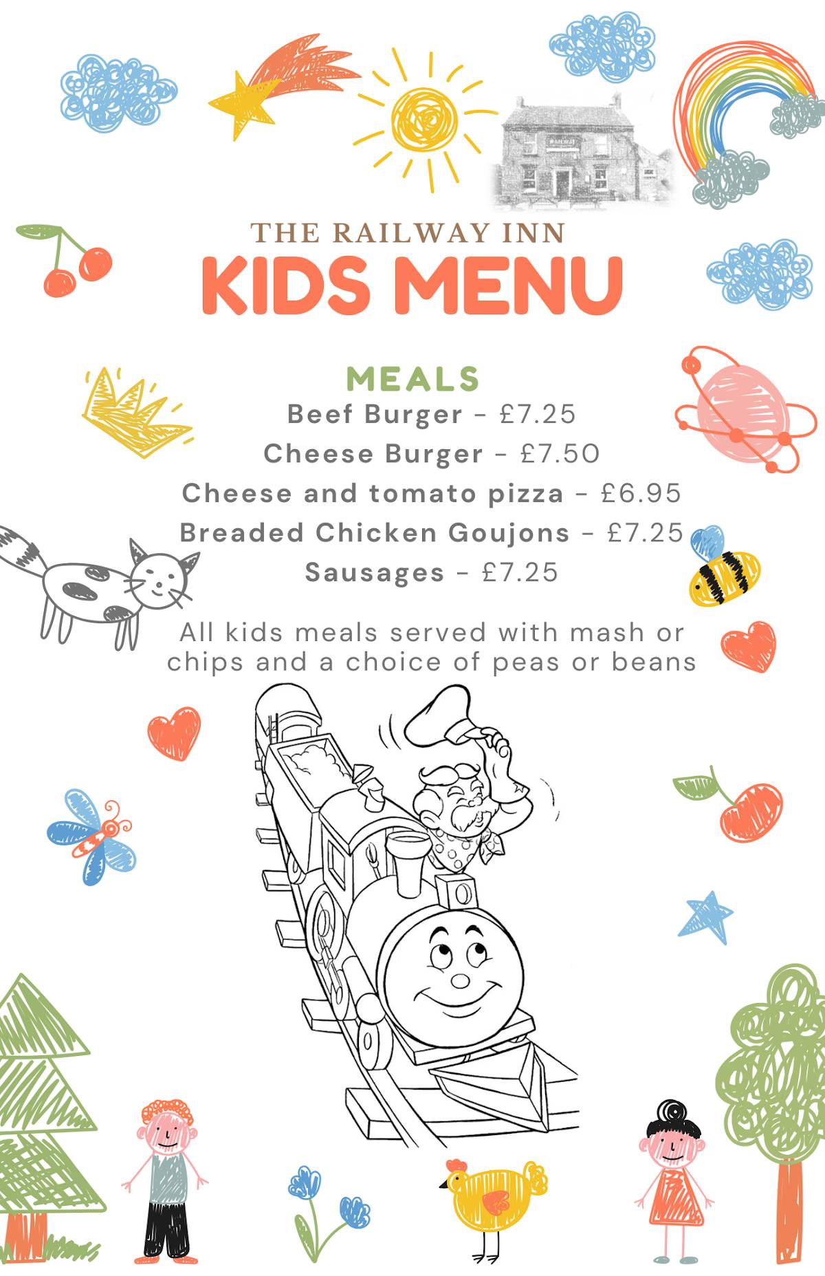 Menu at The Railway Inn pub & bar, Lincoln, Station Rd