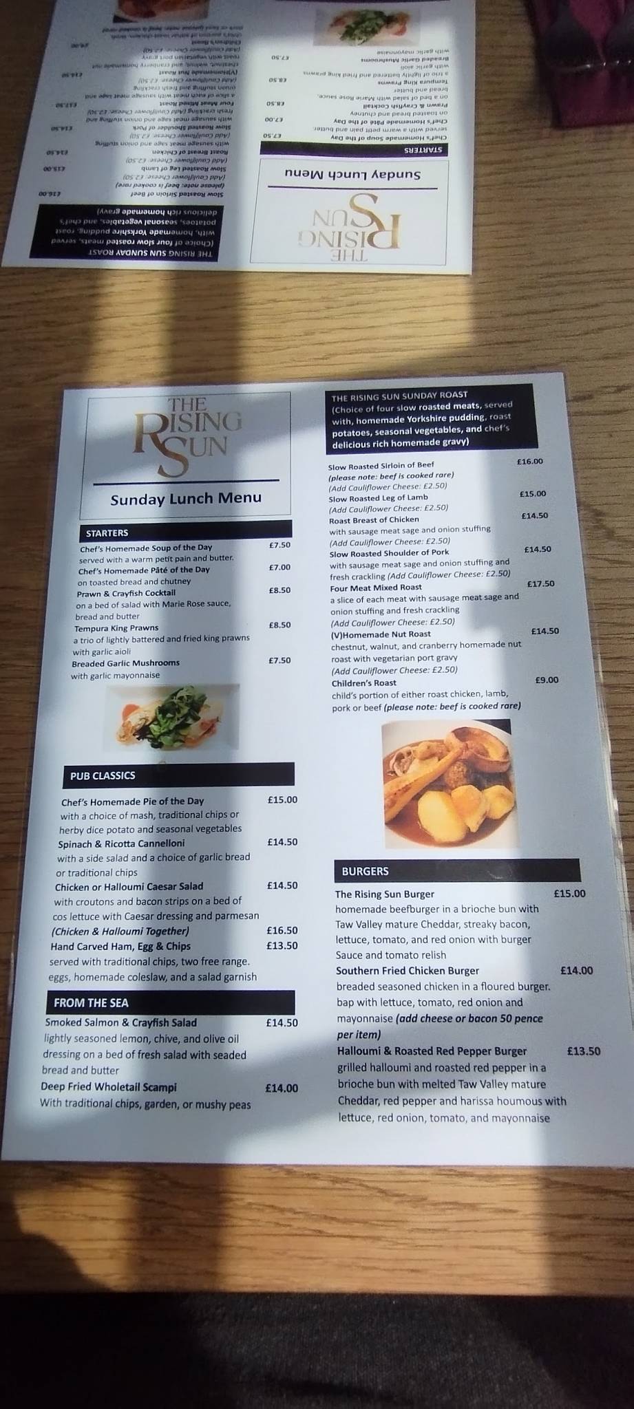 Menu at The Rising Sun pub & bar, Weston