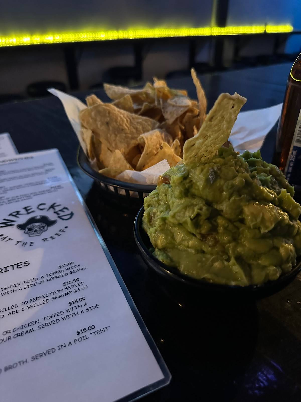 Menu at Wrecked at the Reef pub & bar, Puerto Peñasco