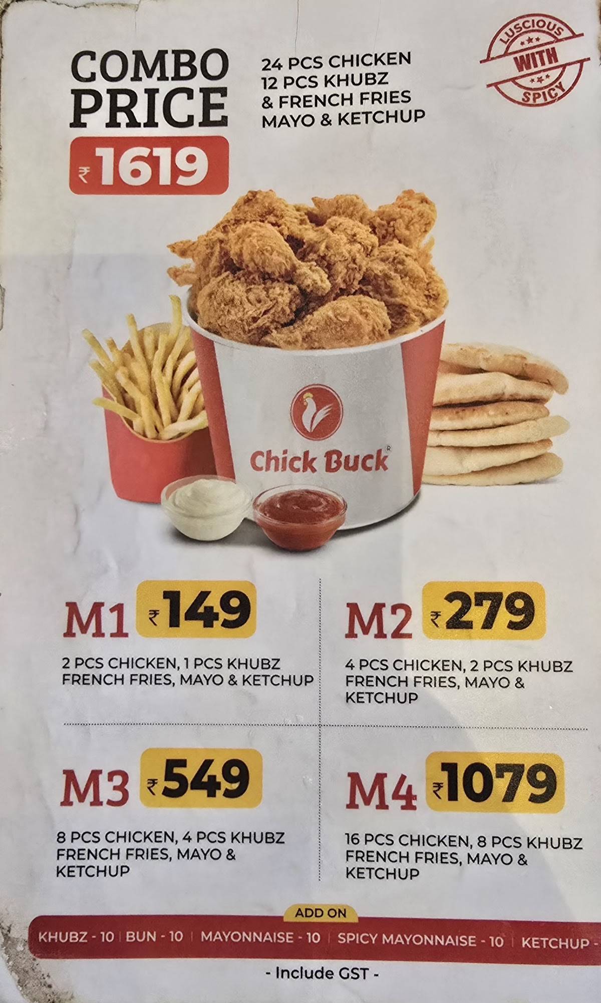 Menu at Chick buck, Puthanathani