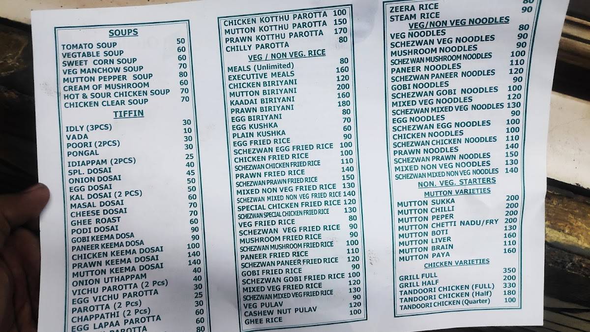 Menu at QUALITY-INN RESTAURANT, Chennai, 41 & 42