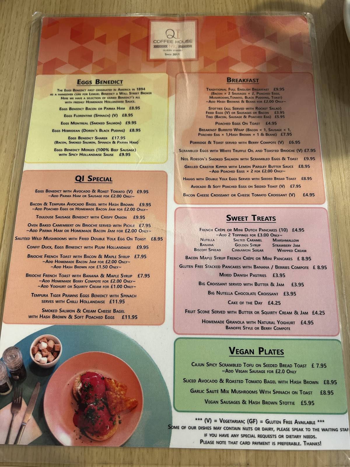 Menu at Quay Ingredient cafe, Newcastle upon Tyne