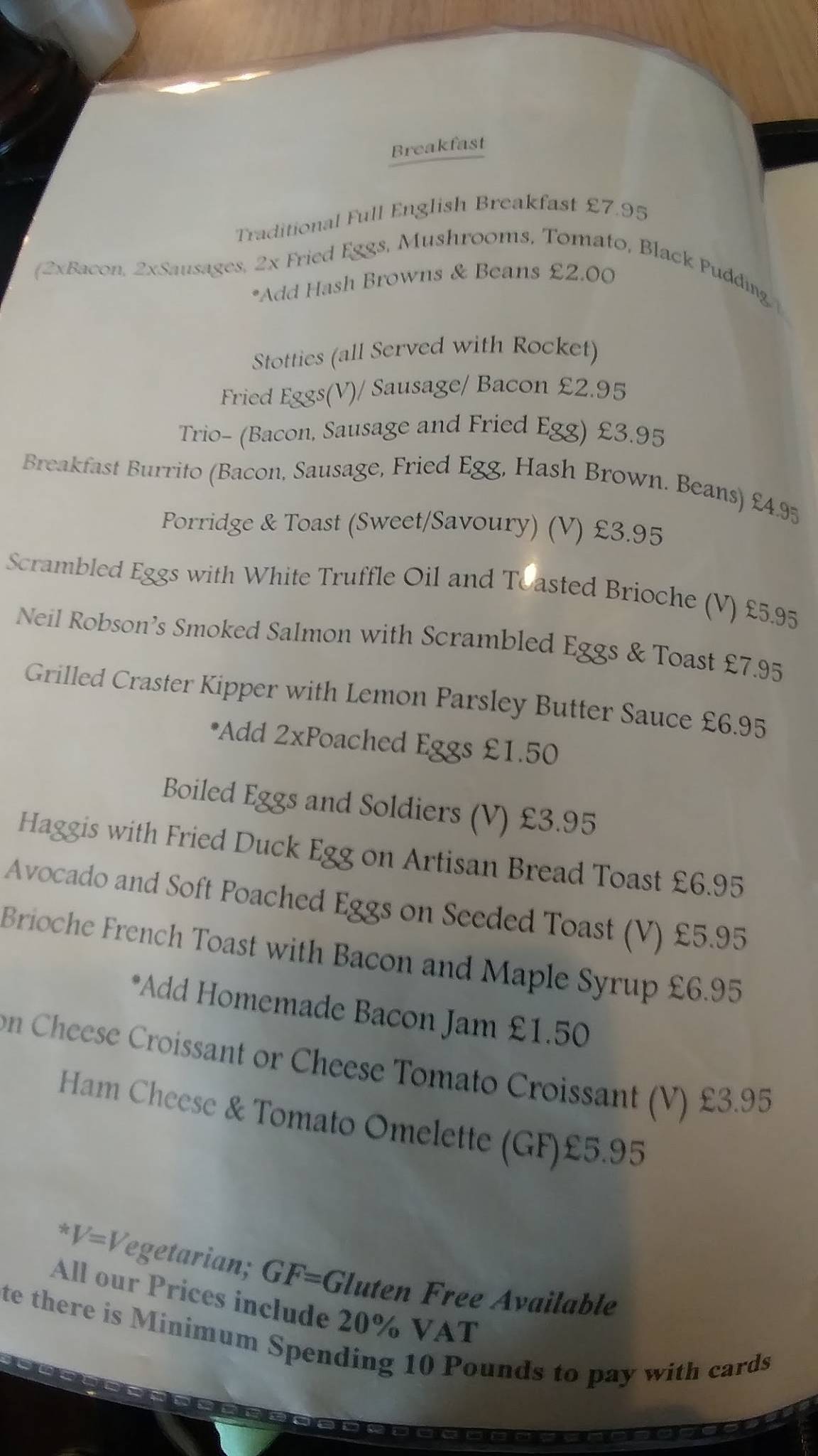 Menu at Quay Ingredient cafe, Newcastle upon Tyne