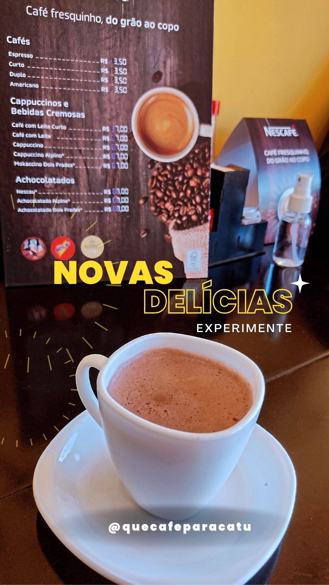 Menu em Qué Café Paracatu, Paracatu