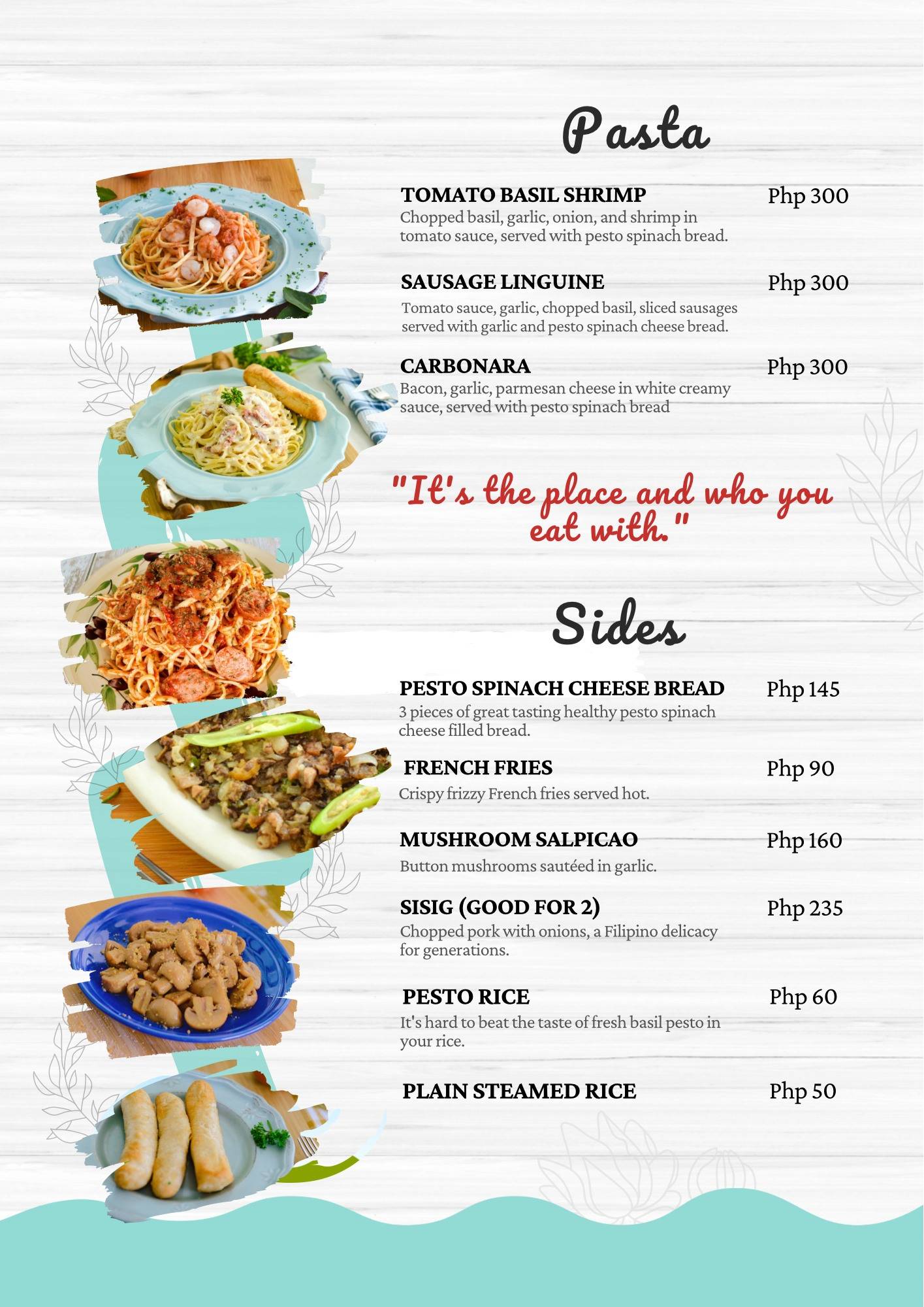 Menu at Plana's Pantry restaurant, Quezon City