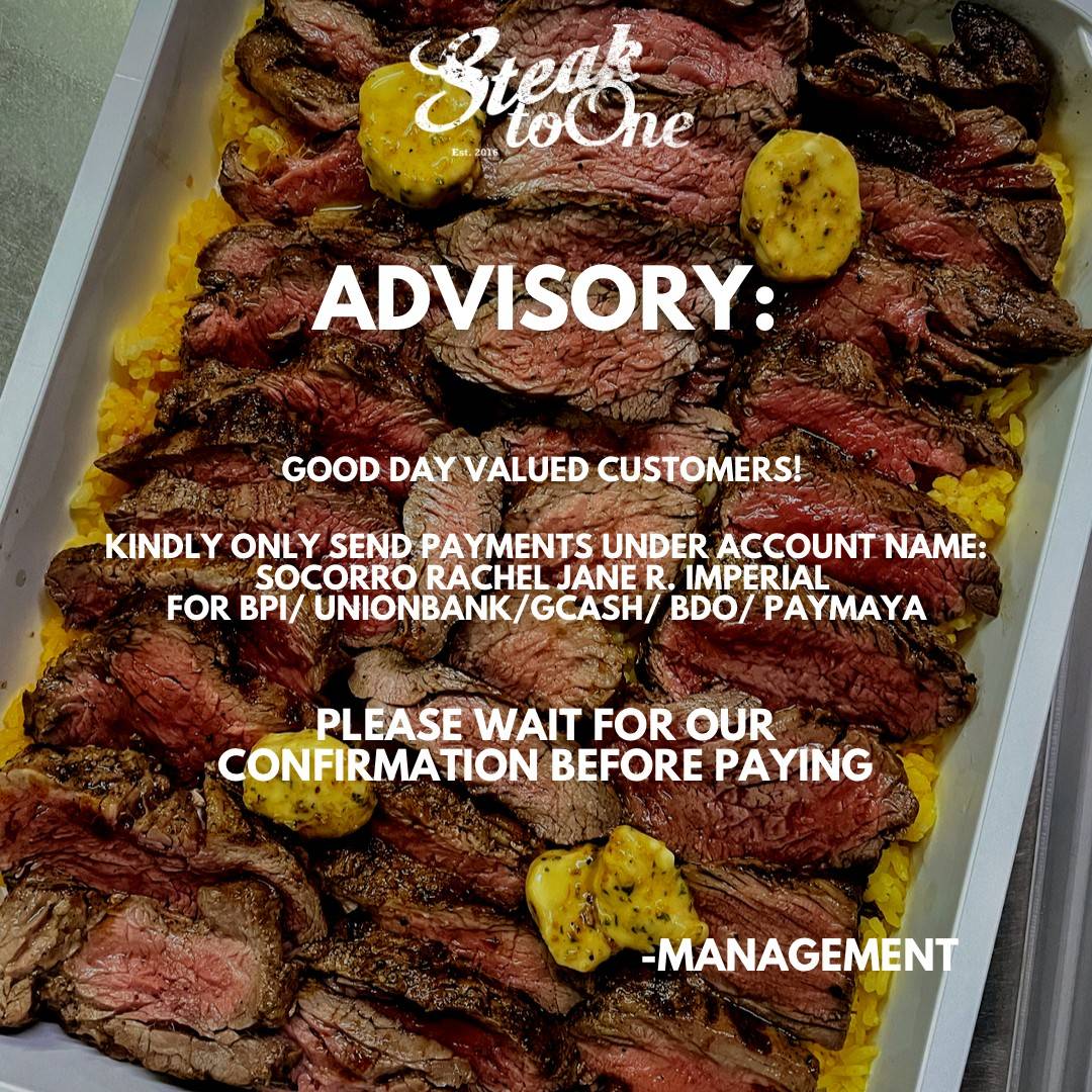 Menu at Steak To One PH steakhouse, Quezon City