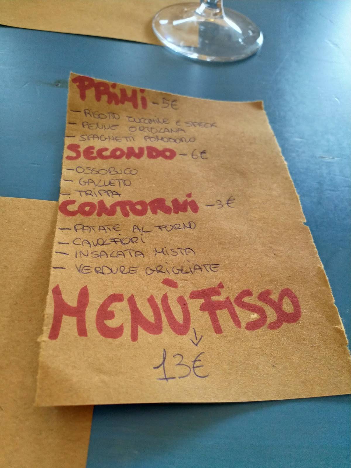 Menu da Qui mangio da Giorgio ristorante, Padova