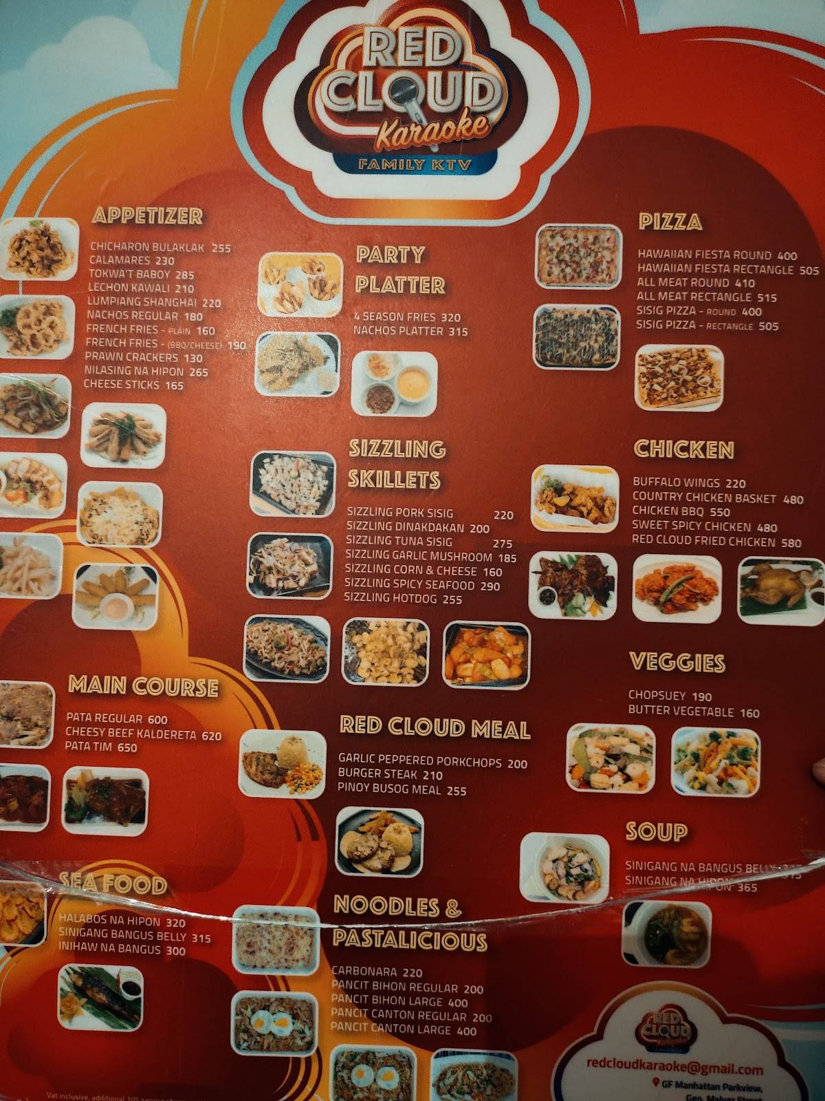 Menu at RED CLOUD KARAOKE FAMILY KTV pub & bar, Quezon City