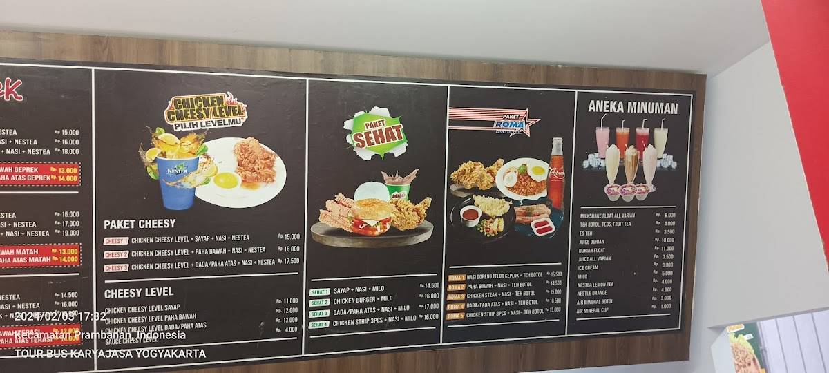 Carta del restaurante ROCKET CHICKEN BREKSI, Tamanmartani