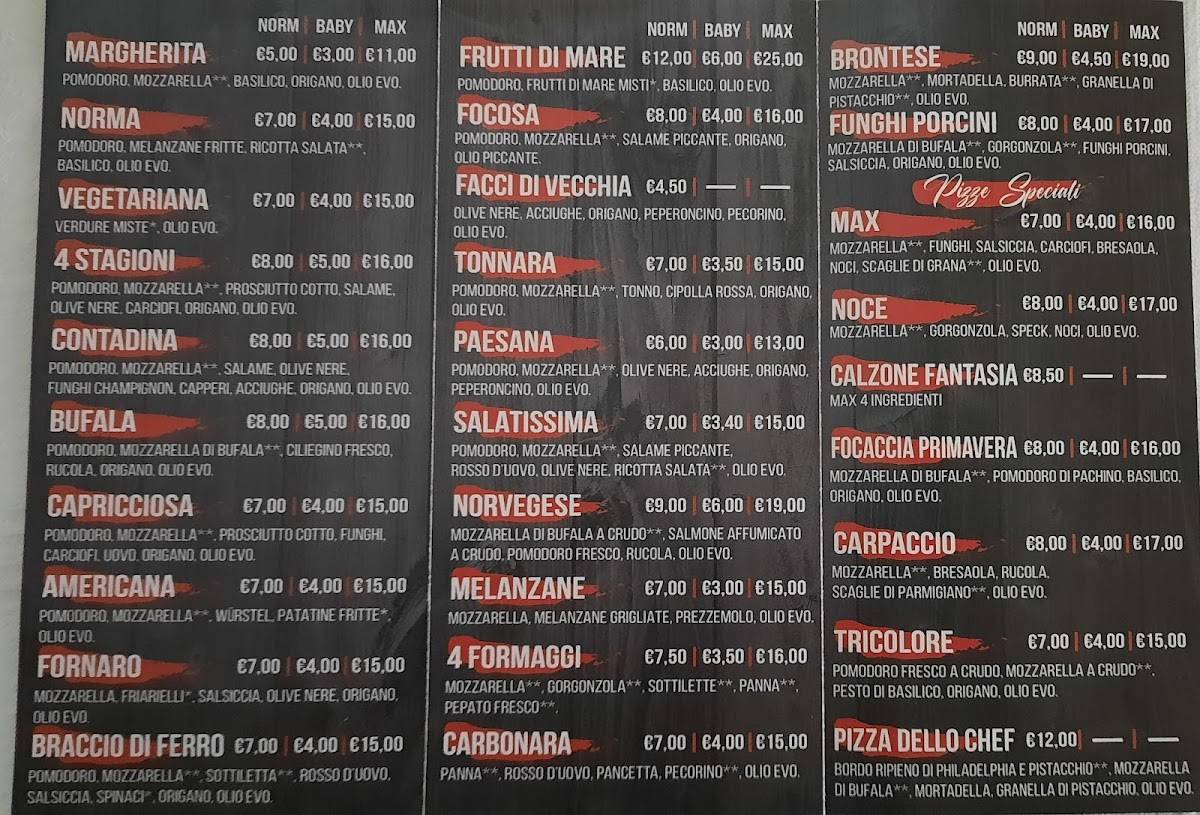 Menu at Royal pizza restaurant, Aubervilliers