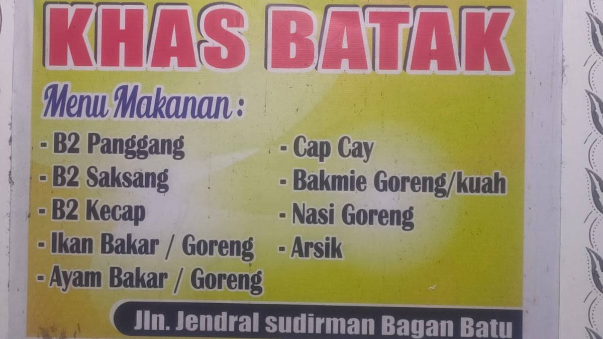 Menu at RUMAH MAKANTA KHAS BATAK restaurant, Bagan Batu