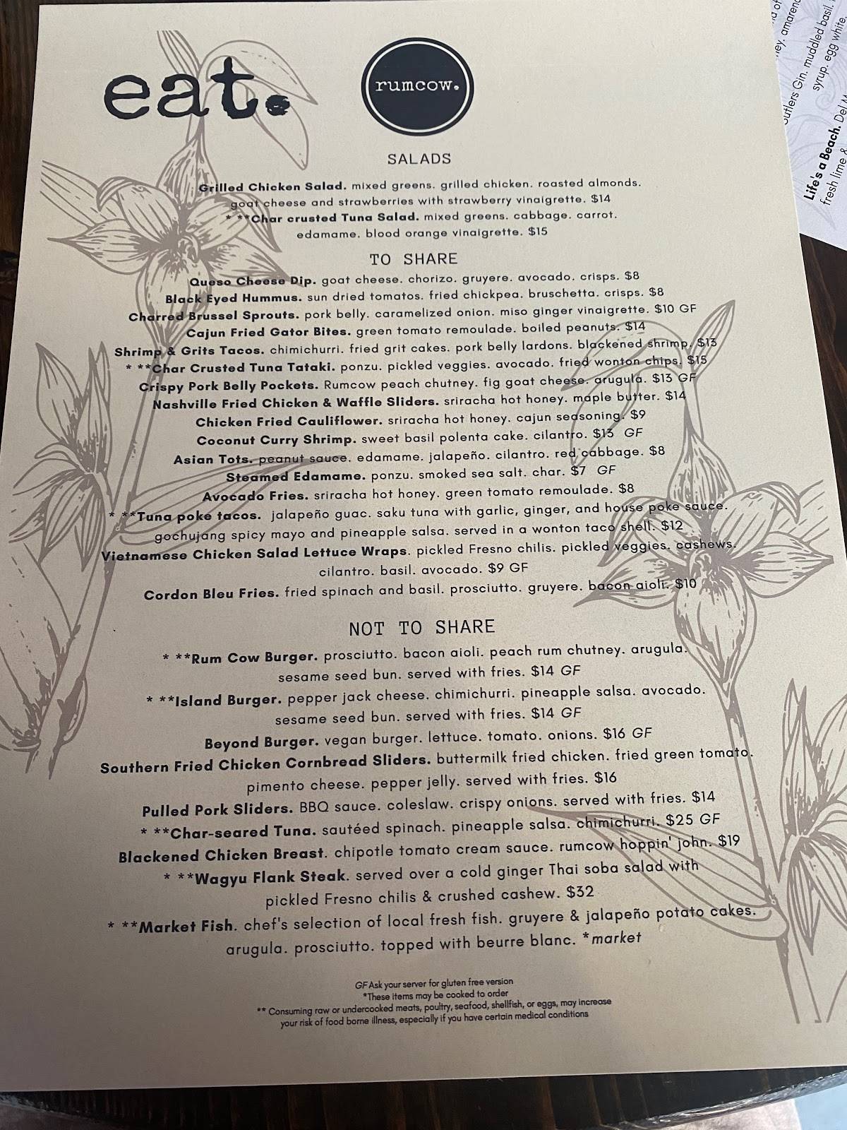 Menu at RUMCOW. pub & bar, Wilmington