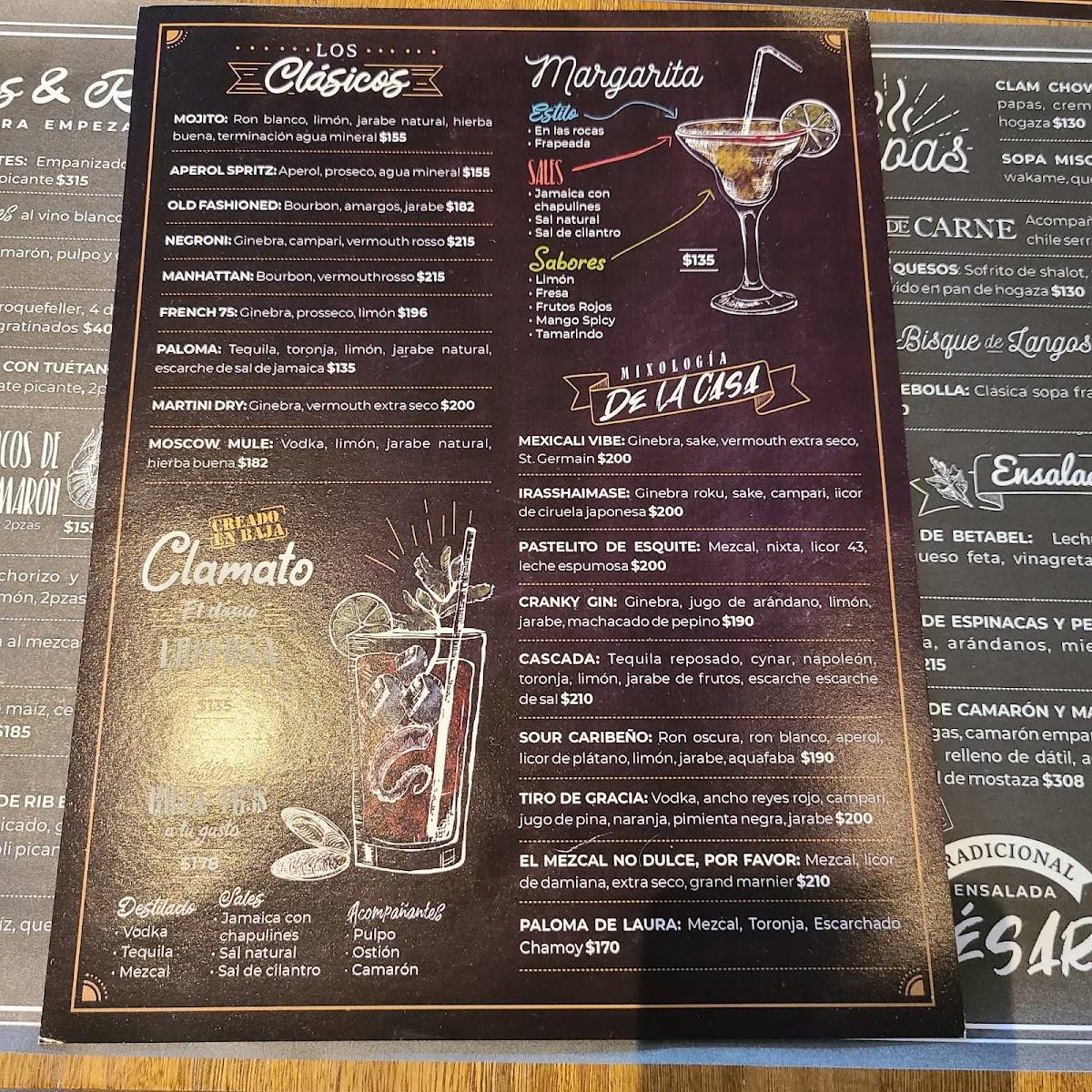 Menu at RUTA TR3S restaurant, Mexicali