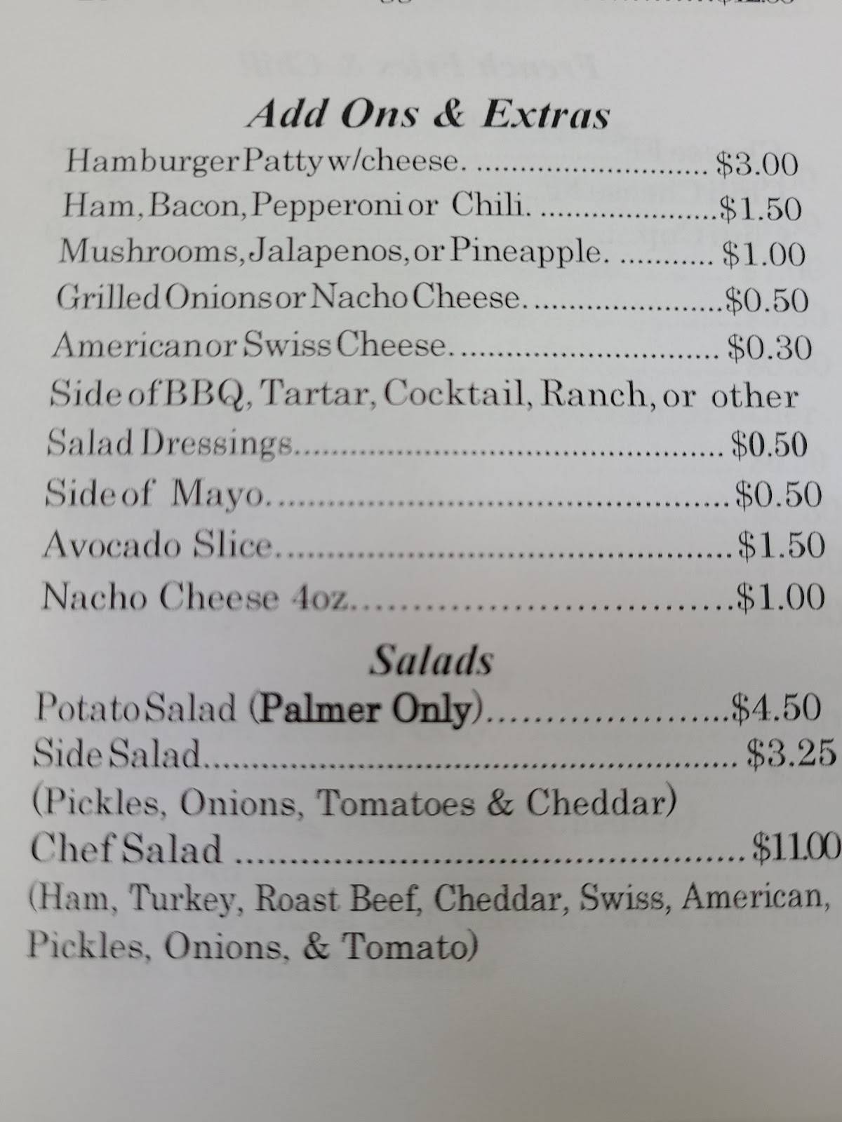 Menu at RW'S Hamburger House restaurant, Palmer, E Palmer-Wasilla Hwy