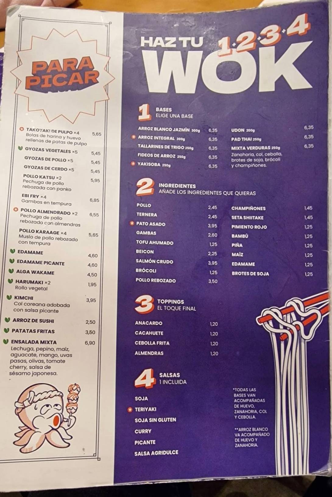 Carta del restaurante Raisu CC la maquinista, Barcelona