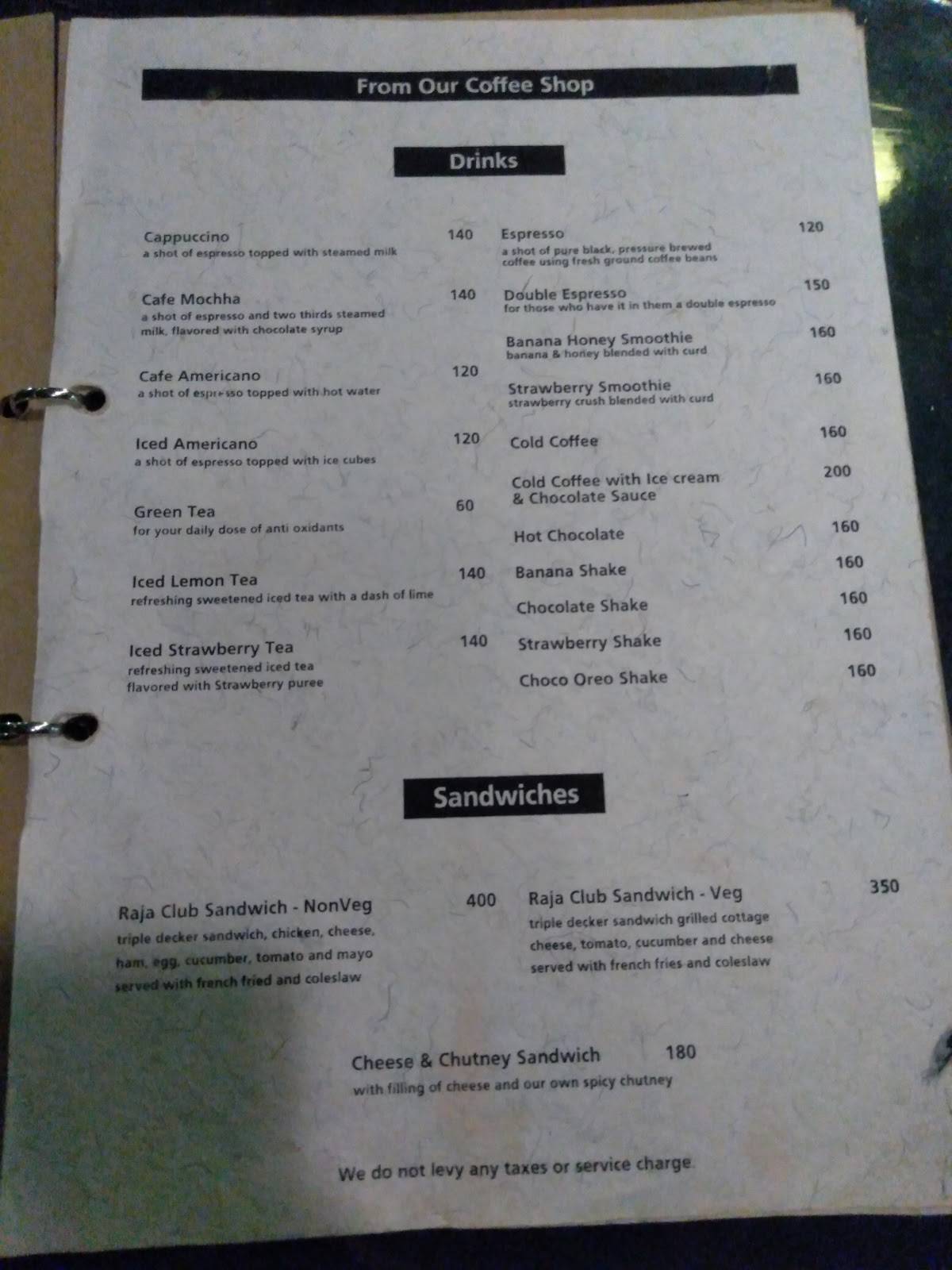 Menu at Raja Cafe Restaurant, Khajuraho