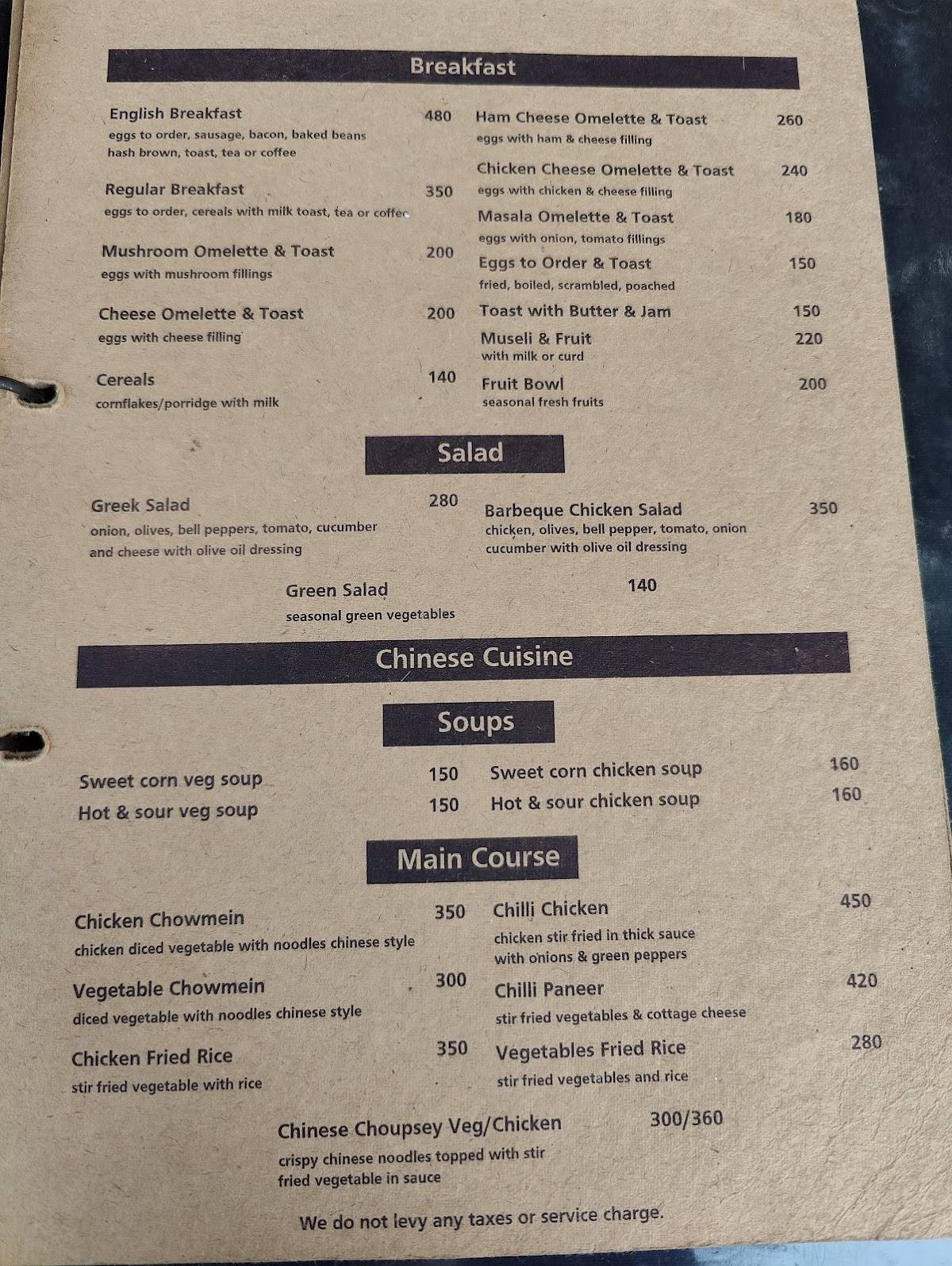 Menu at Raja Cafe Restaurant, Khajuraho
