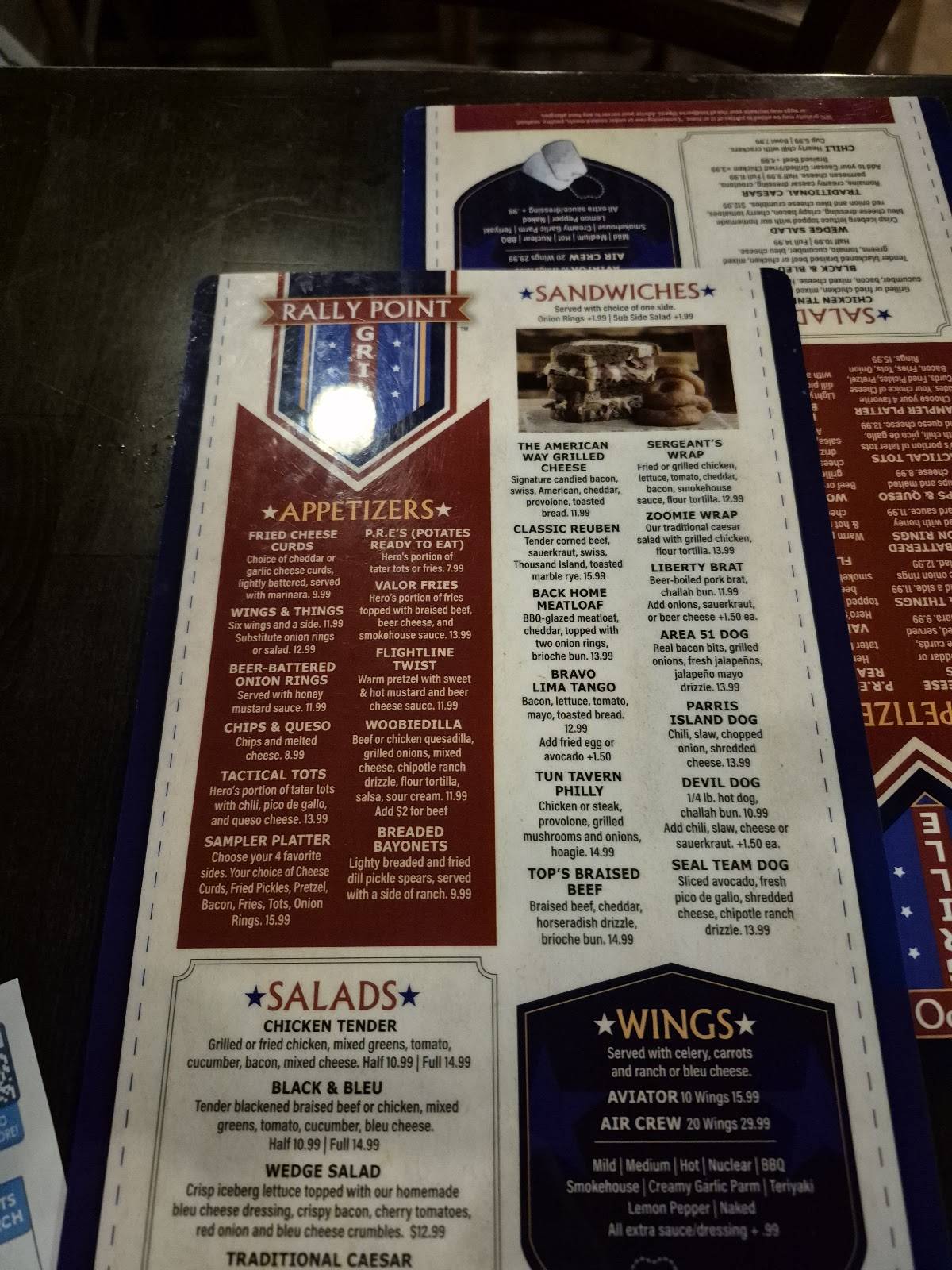 Menu at Rally Point Grille Evans Ga. restaurant, Evans