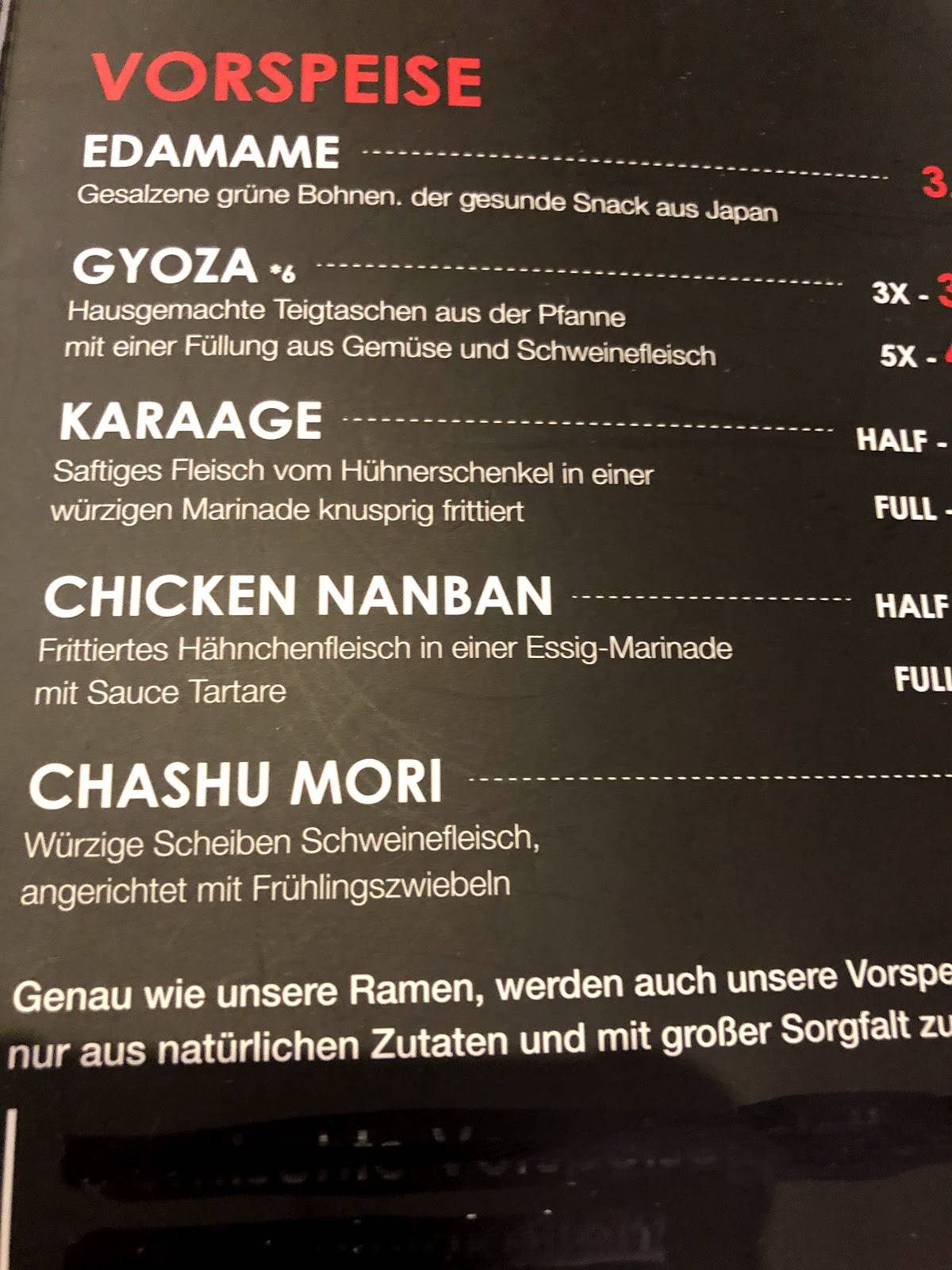 Speisekarte von Ramen Jun Red restaurant, Frankfurt am Main