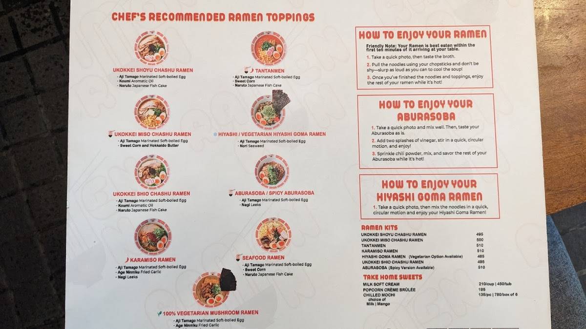 Carta del restaurante Ramen Ron Rockwell, Makati