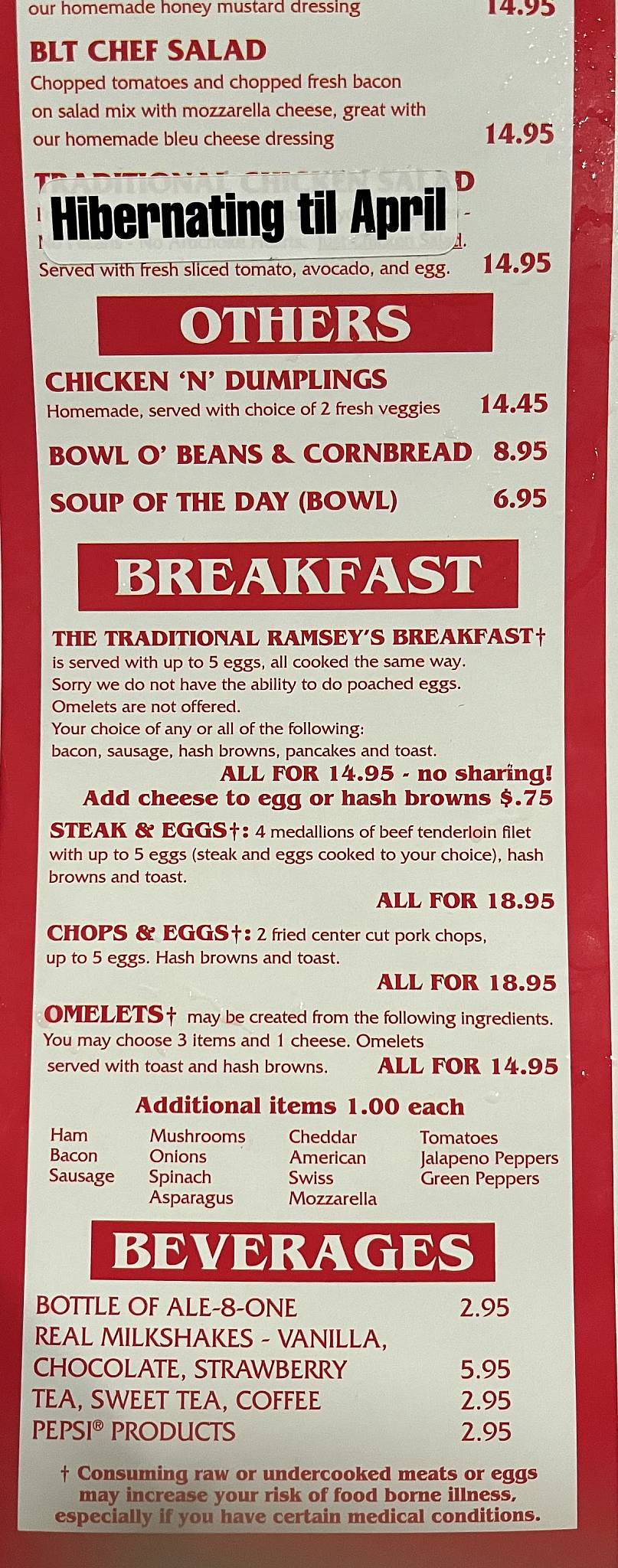 Menu at Ramsey's Diner - Harrodsburg Rd restaurant, Lexington, Old ...
