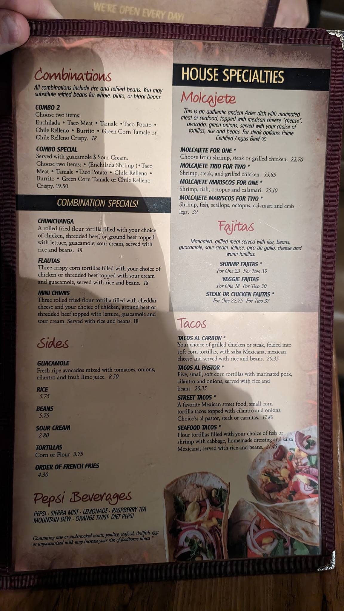Menu at Rancho Rustico Restaurant, Tucson, E Old Vail Rd