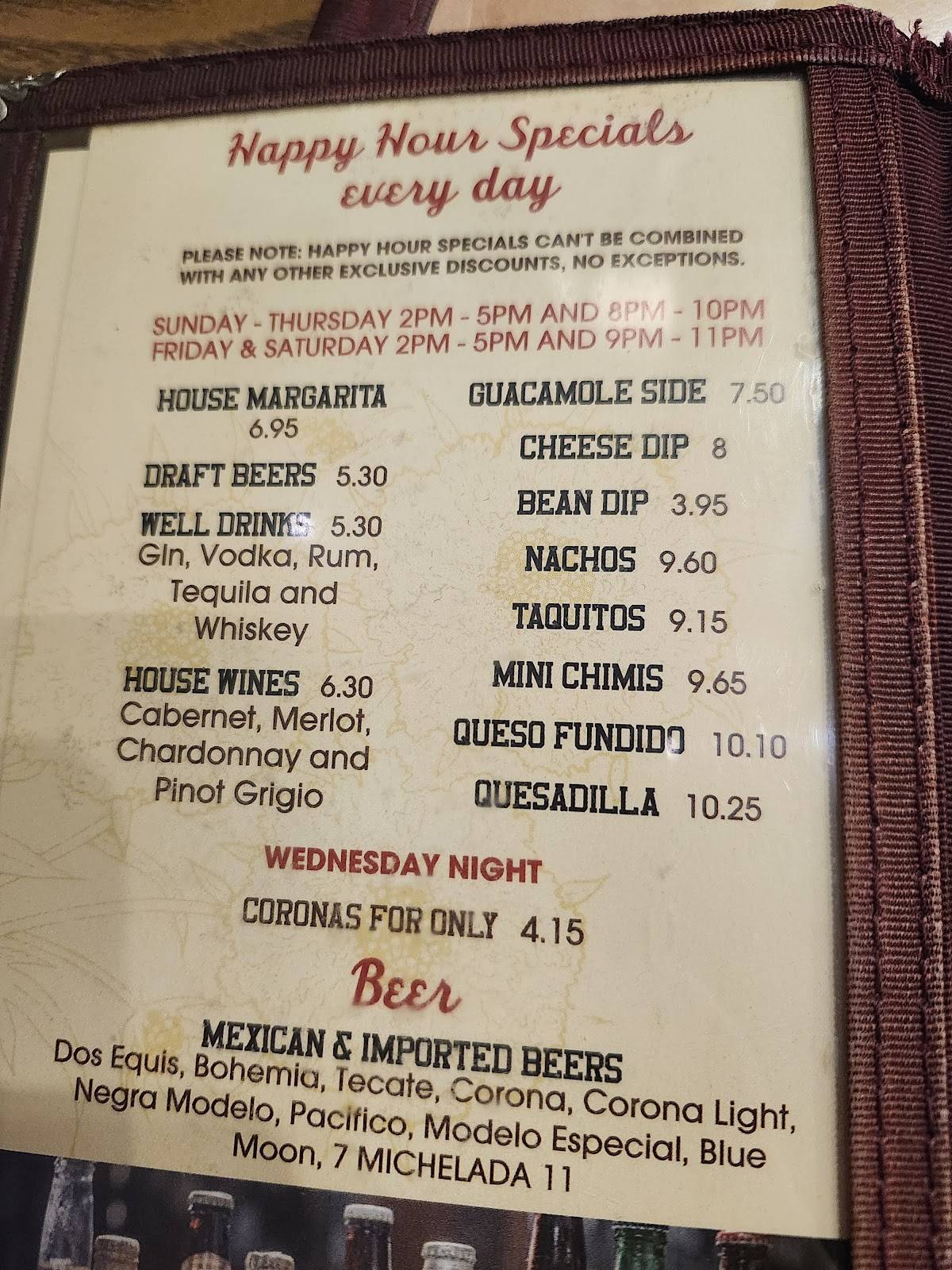 Menu at Rancho Rustico Restaurant, Tucson, E Old Vail Rd