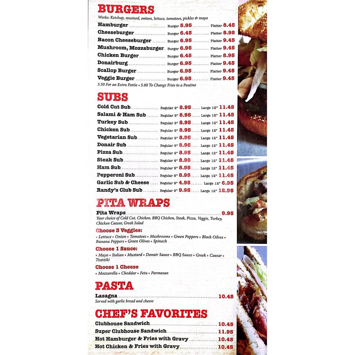 Menu at Randy's Pizza - Kearney Lake restaurant, Halifax
