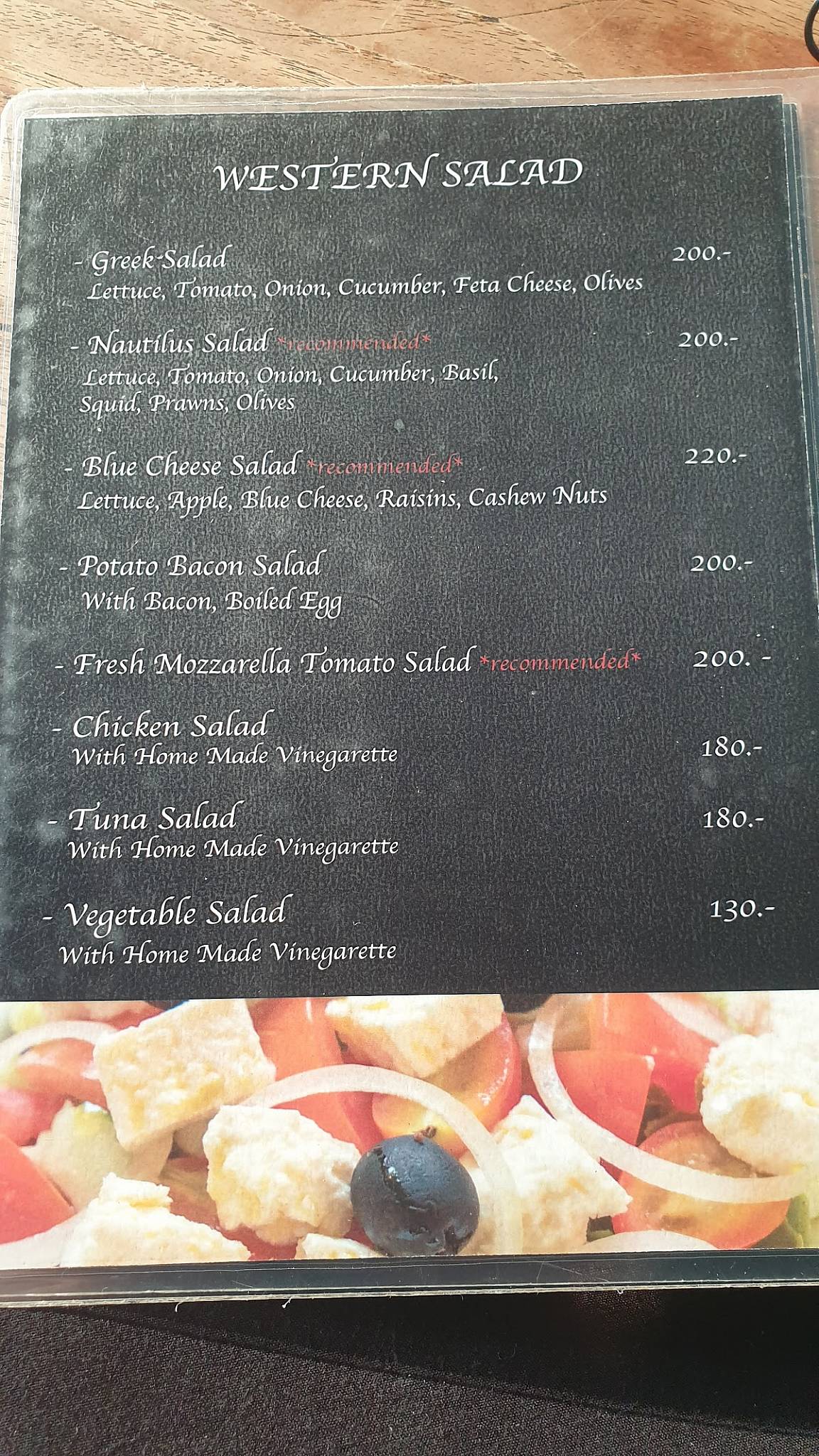 Menu at Ranee's restaurant, Bangkok, 15 Mayom