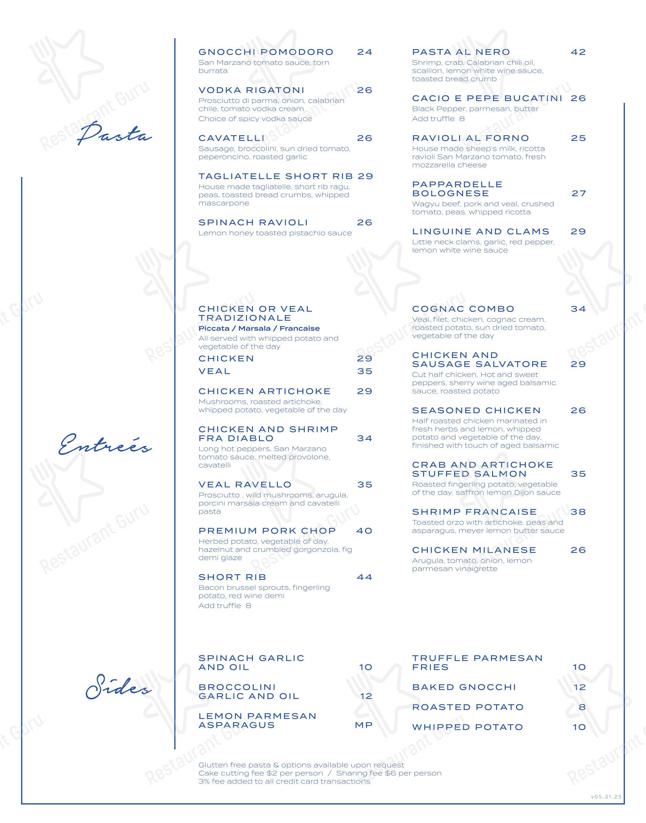 Menu at Ravello by Toscano desserts, Robbinsville